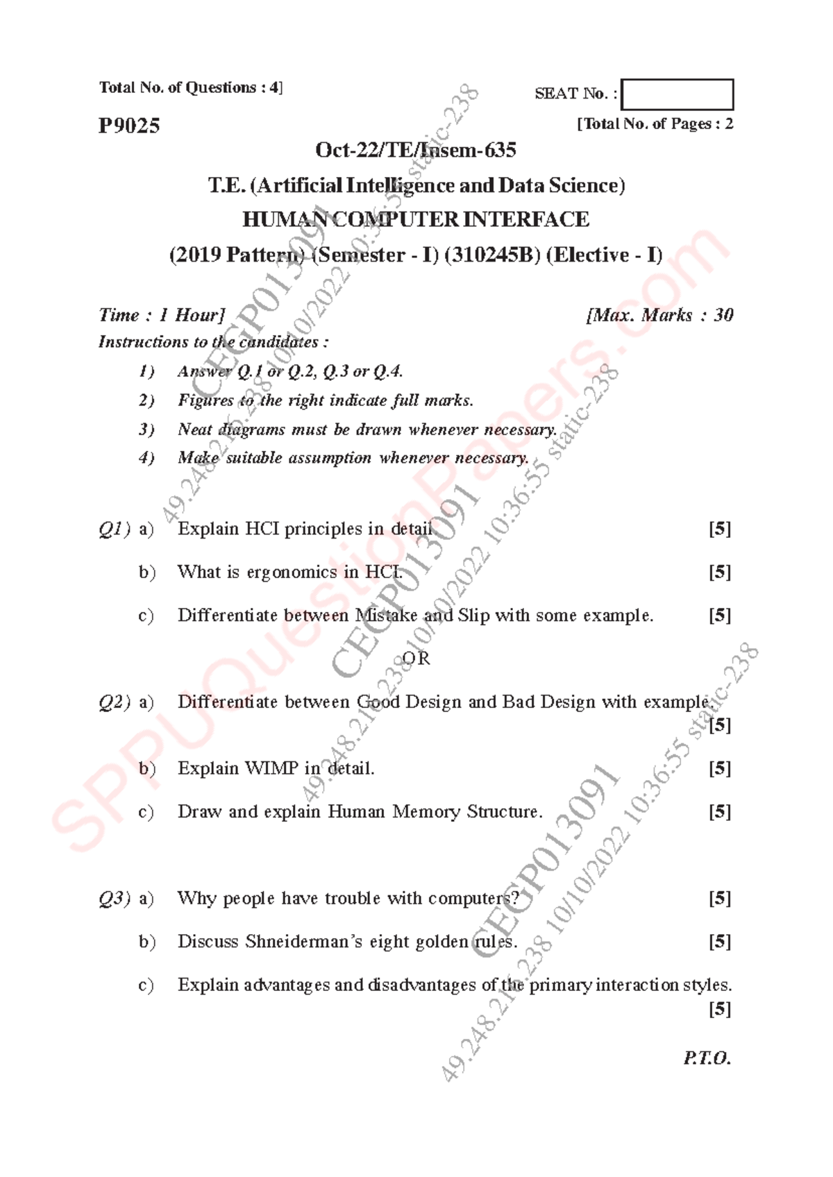 HCI In-Sem 2022 (310245B) Exam Questions and Instructions - Studocu