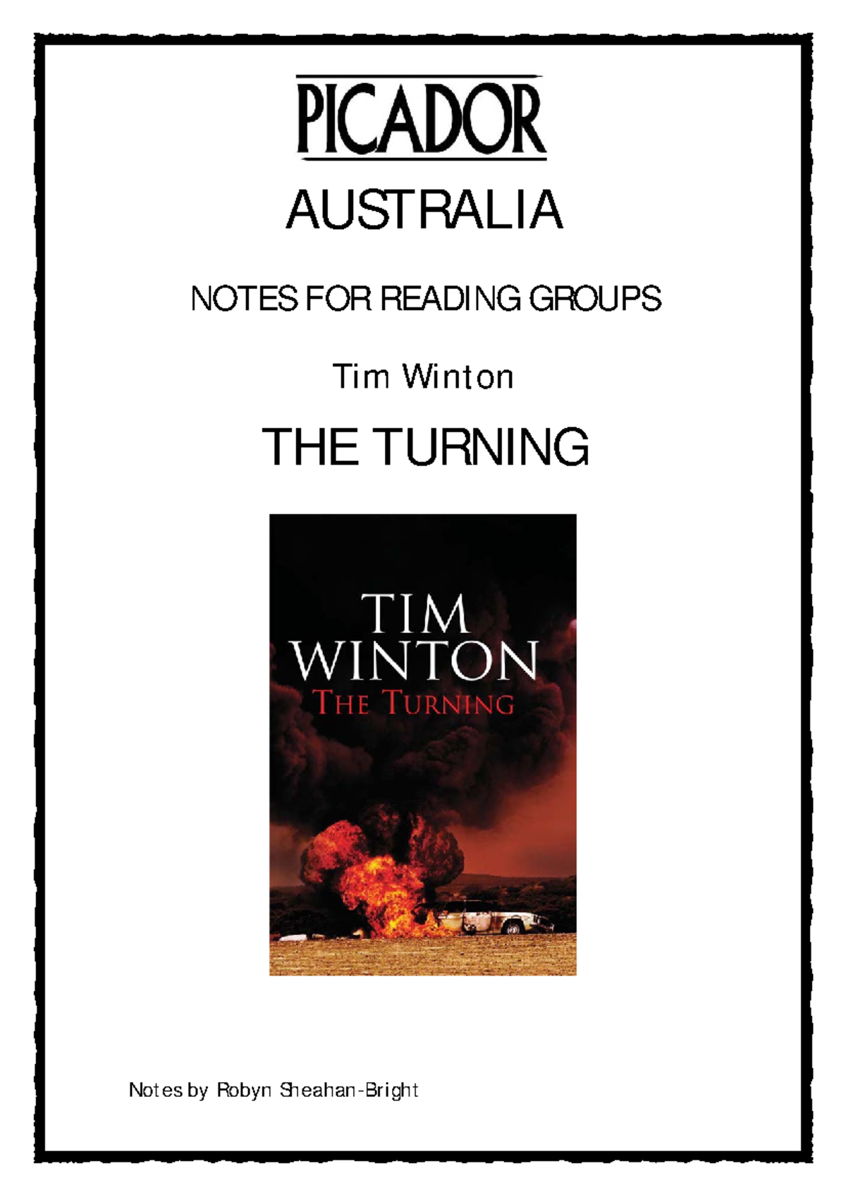 AUSTRALIAN LITERATURE: ANALYSIS OF TIM WINTON'S "THE TURNING" NOTES ...