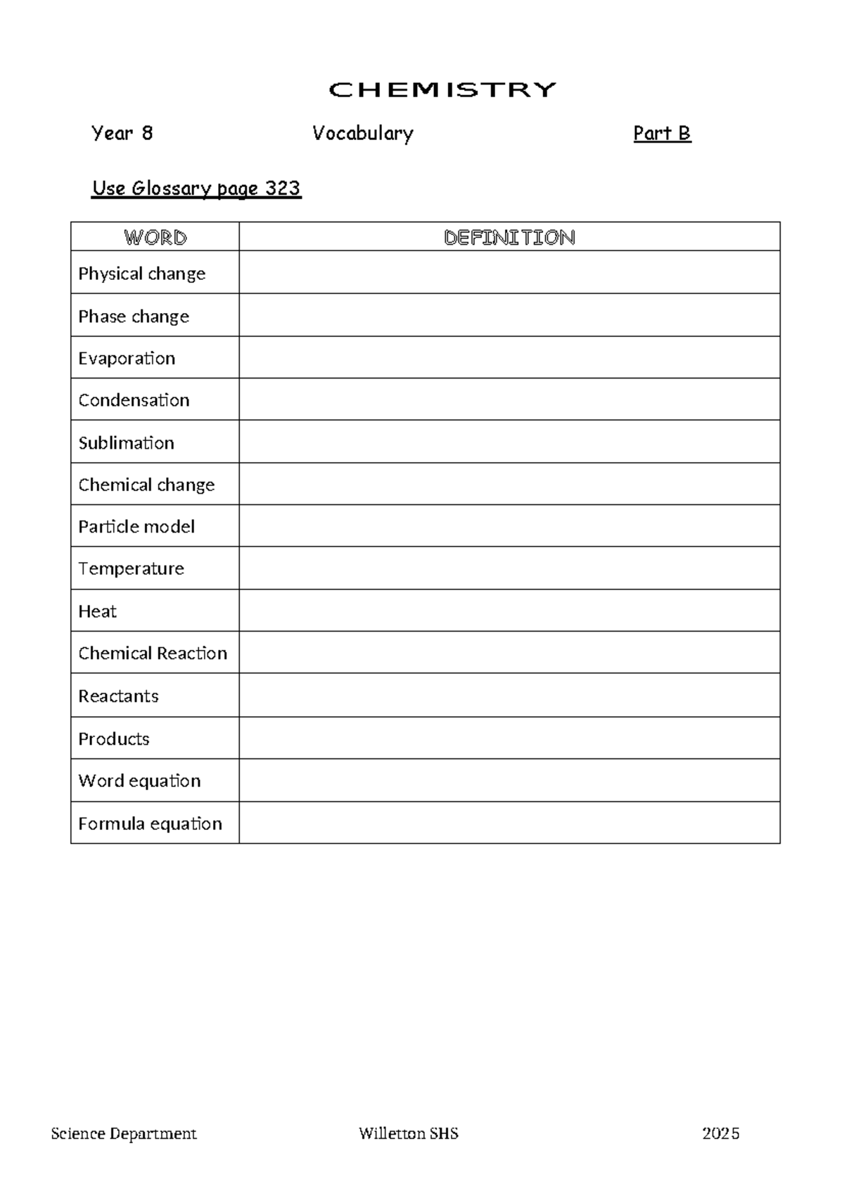 3. Y8 Chemistry Vocabulary pt B - CHEMISTRY Year 8 Vocabulary Part B ...