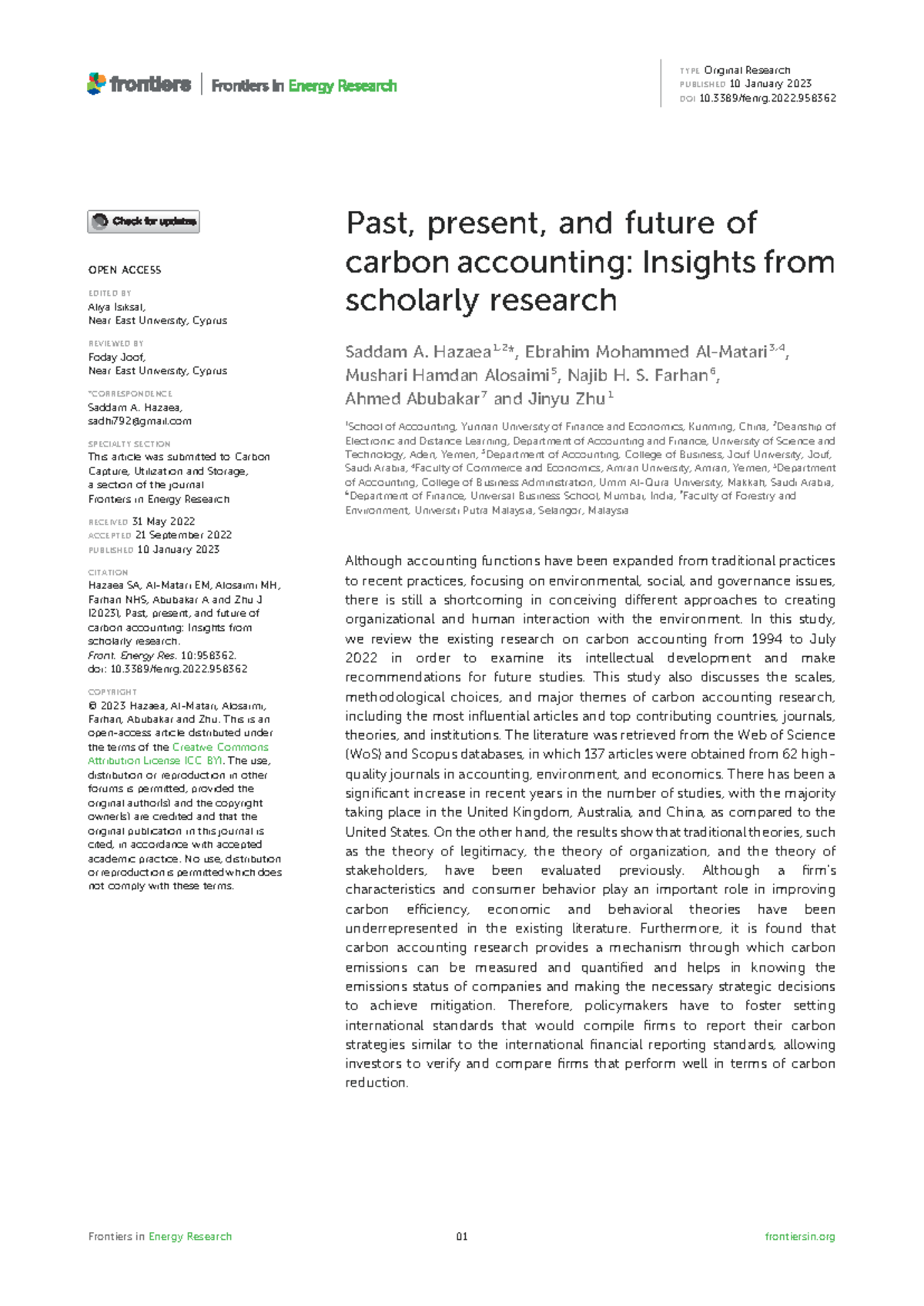 Past, Present, and Future of Carbon Accounting: A Comprehensive Review ...