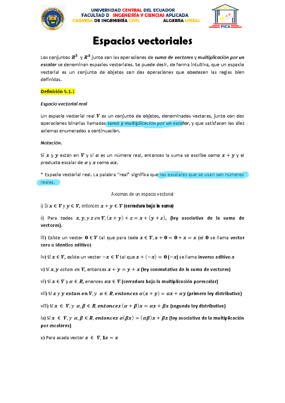 Unidad 3 Espacios Vectoriales - Espacios vectoriales Los conjuntos 𝑹𝟐 y ...