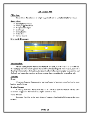 Lab report - SUPPORT REACTION OF A SIMPLY SUPPORTED BEAM AND A ...