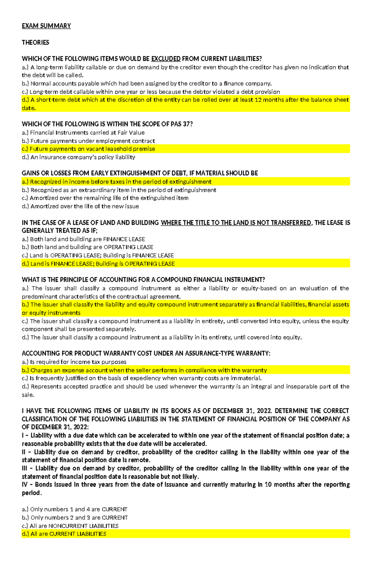 Acctg 4 - liab - THEORIES WHICH OF THE FOLLOWING ITEMS WOULD BE ...
