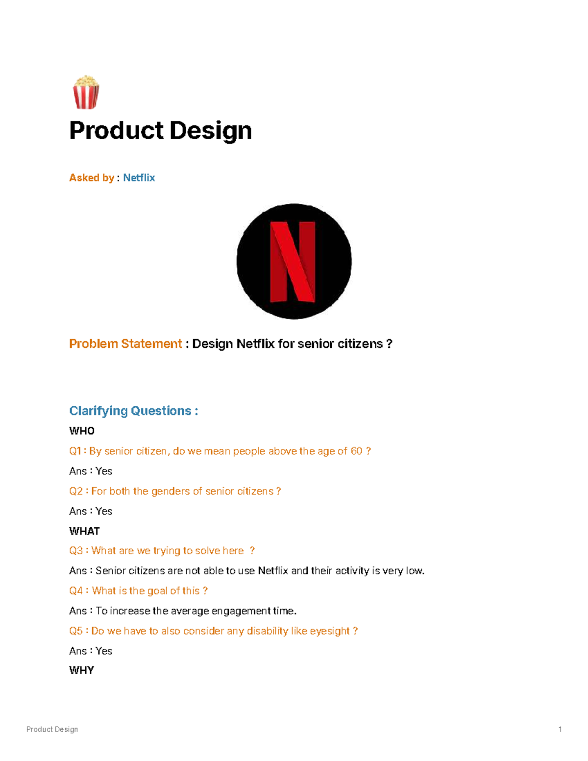 Netflix Product Design for Senior Citizens: Enhancing Engagement - Studocu