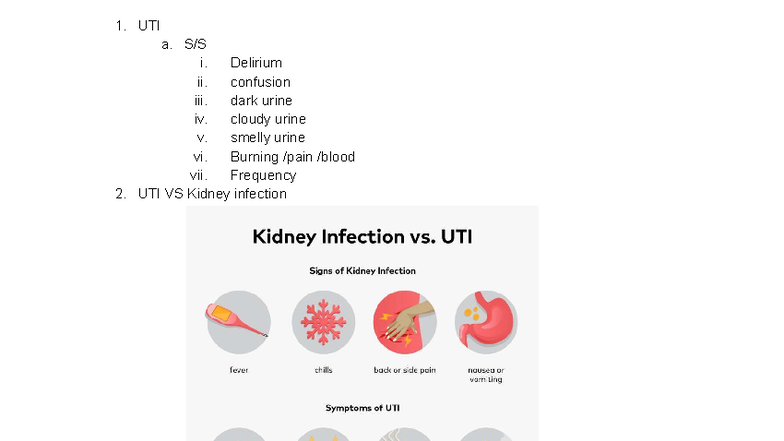 Health Assessment Exam 2: UTI, Kidney Infections, and Related ...
