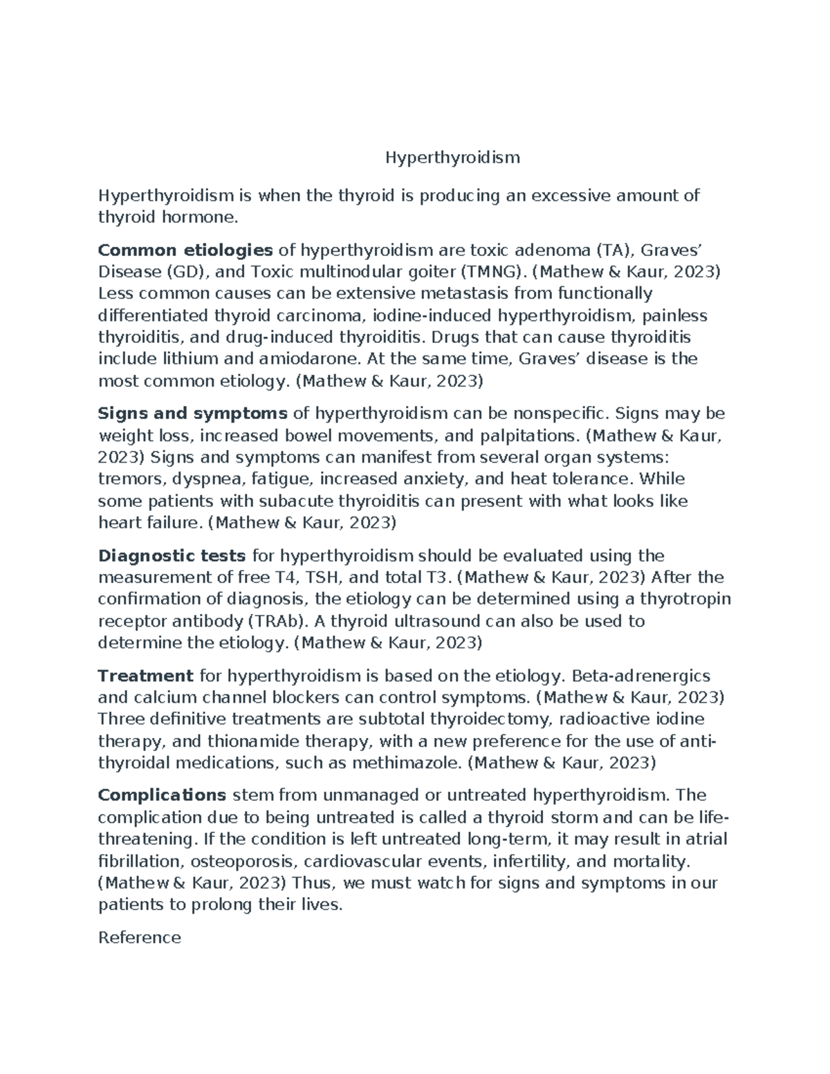 Discussion on Hyperthyroidism: Causes, Symptoms, and Treatments (10 Med ...