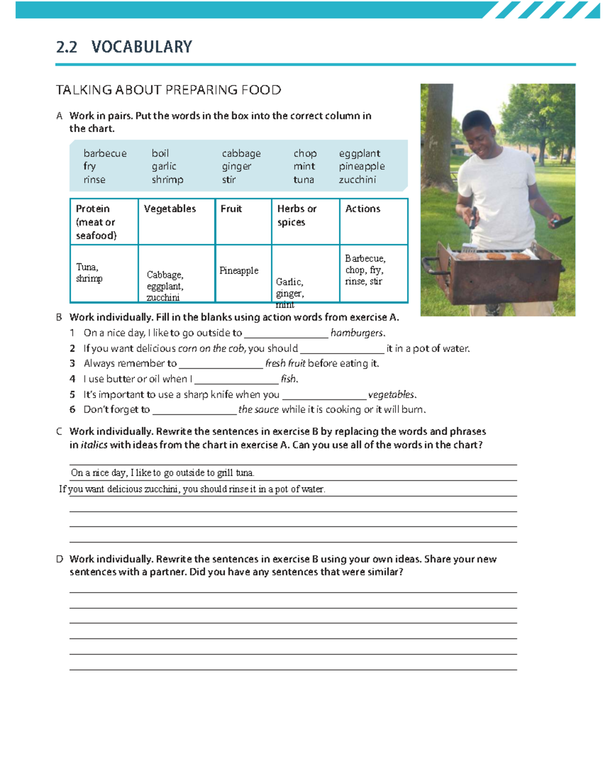 BUS 2.0 Level 4 Lesson Plan 2: Vocabulary for Preparing Food - Studocu