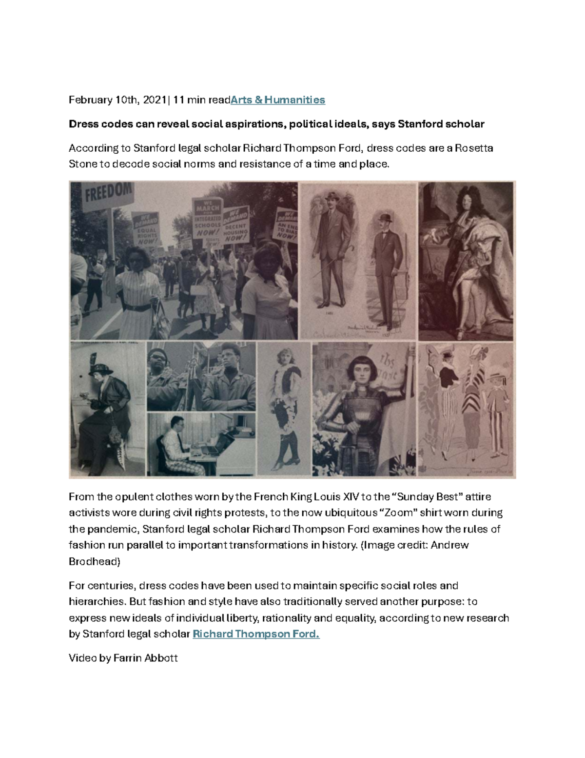 Dress Codes and Activism: Insights from Richard Thompson Ford's ...