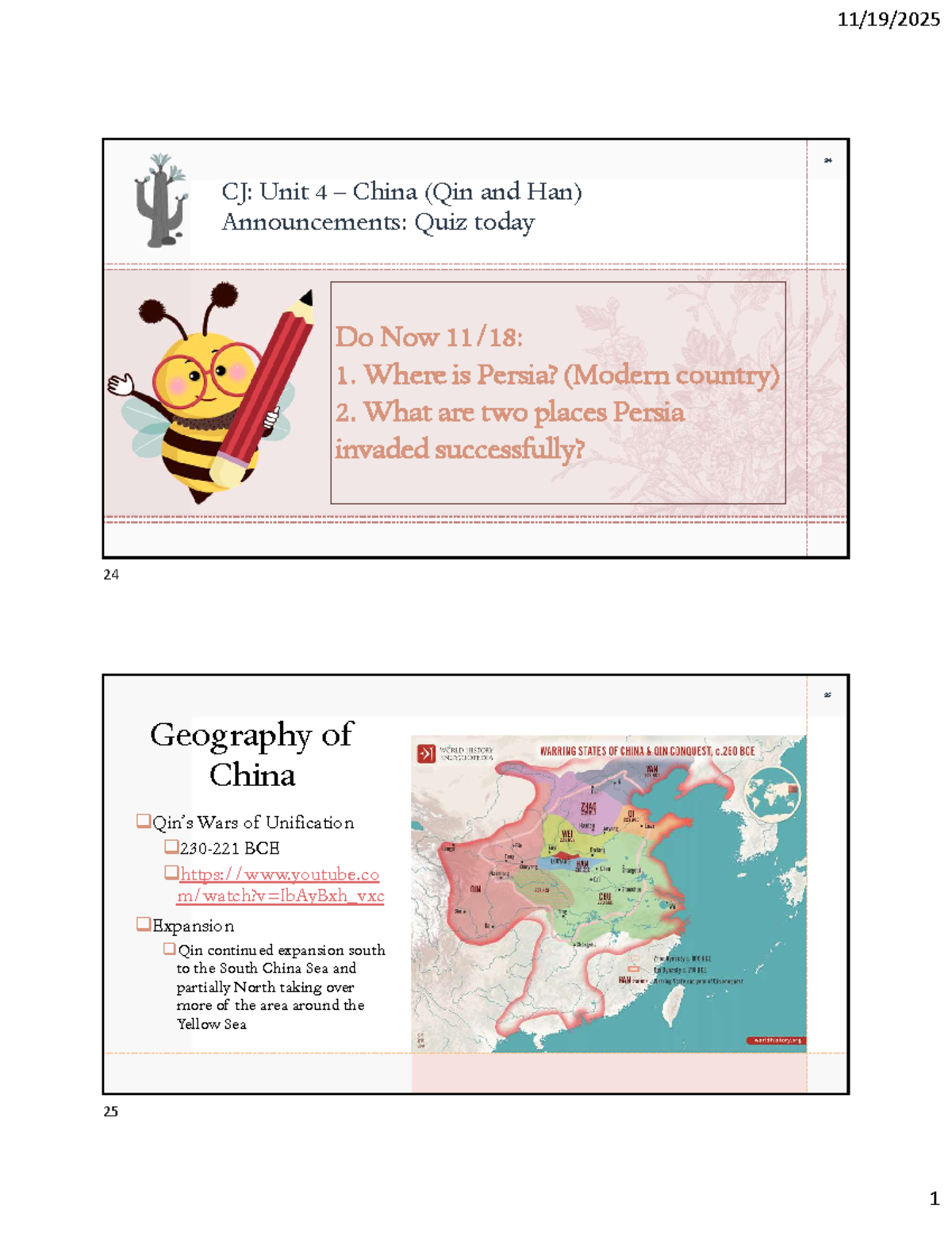 CJ: Unit 4 – China (Qin and Han) Lecture Notes - Studocu
