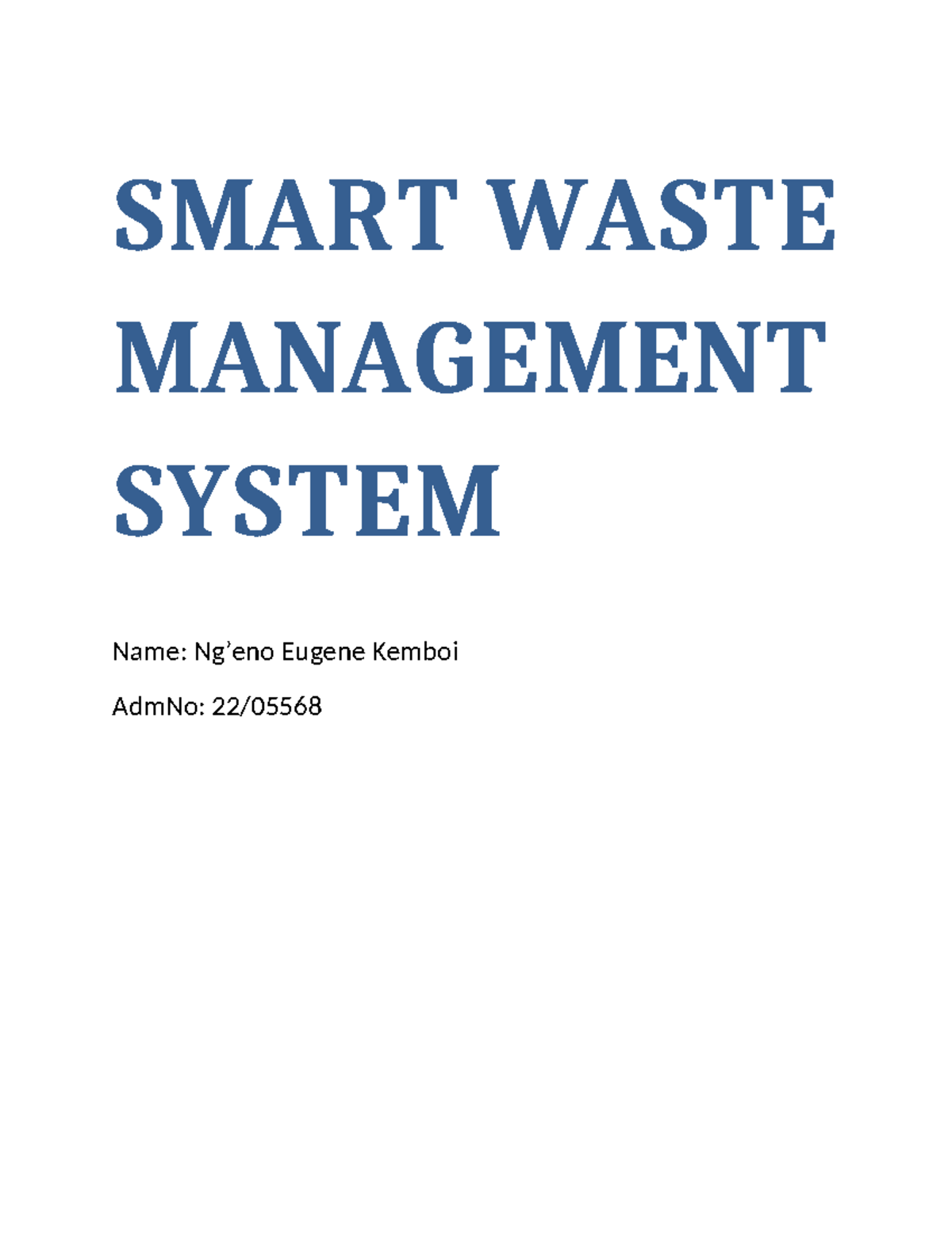 SRS Document for Smart Waste Management System - Ng’eno Eugene - Studocu