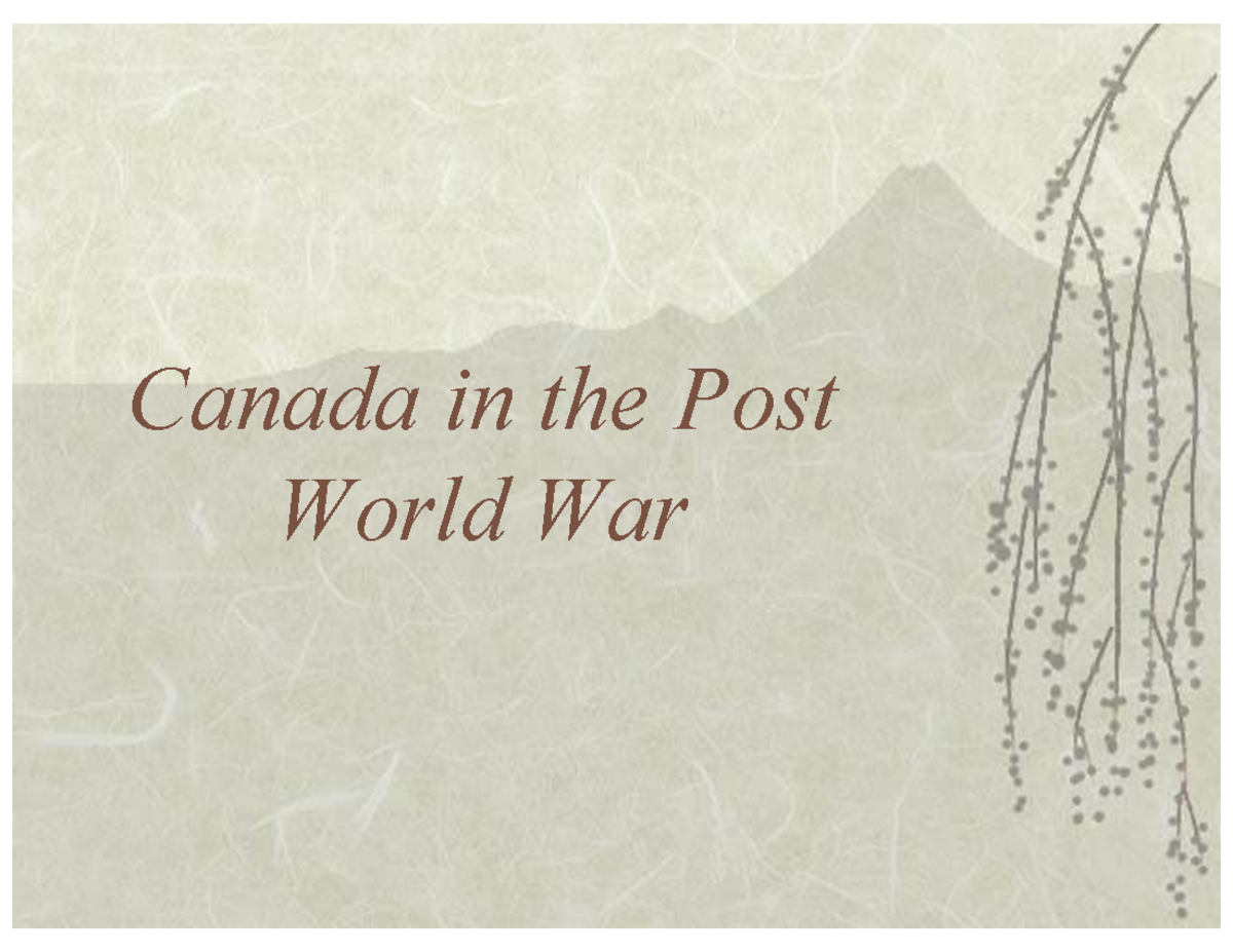 PDF Canada in the Post World War - Dec - Canada in the Post World War ...