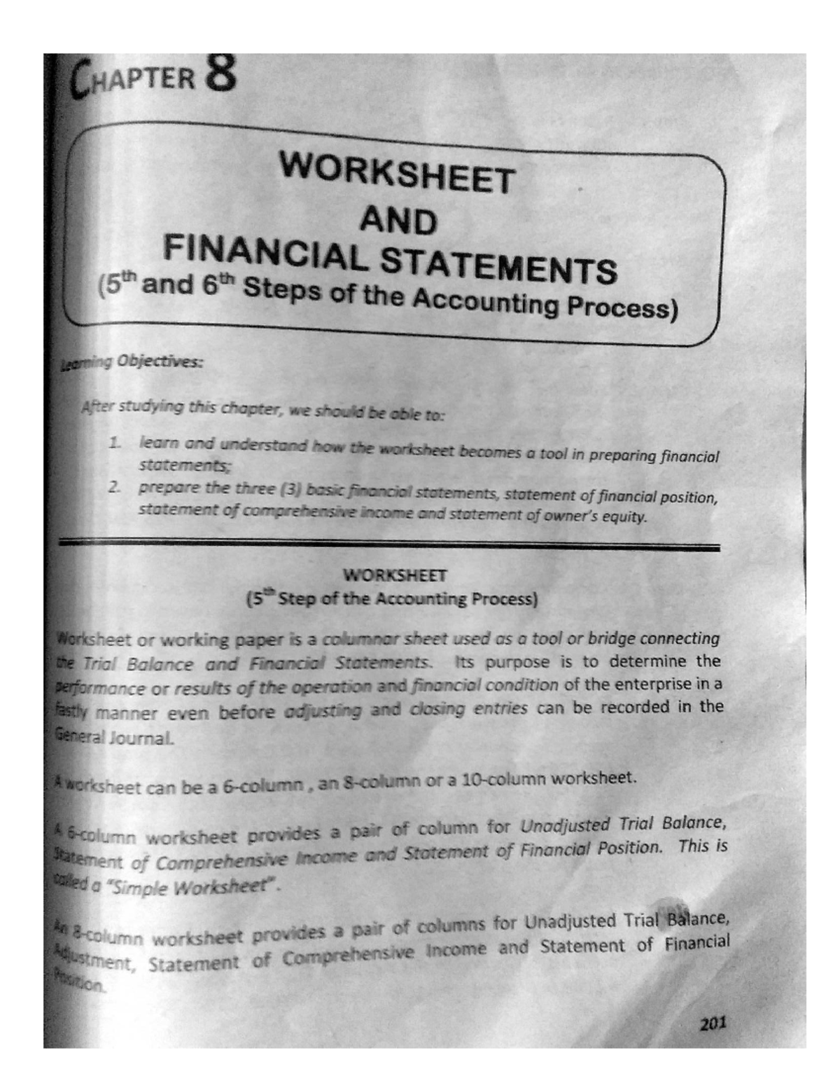 CHAPTER 8 WORKSHEET & FINANCIAL STATEMENTS (5th & 6th Steps of Accounting) - Studocu