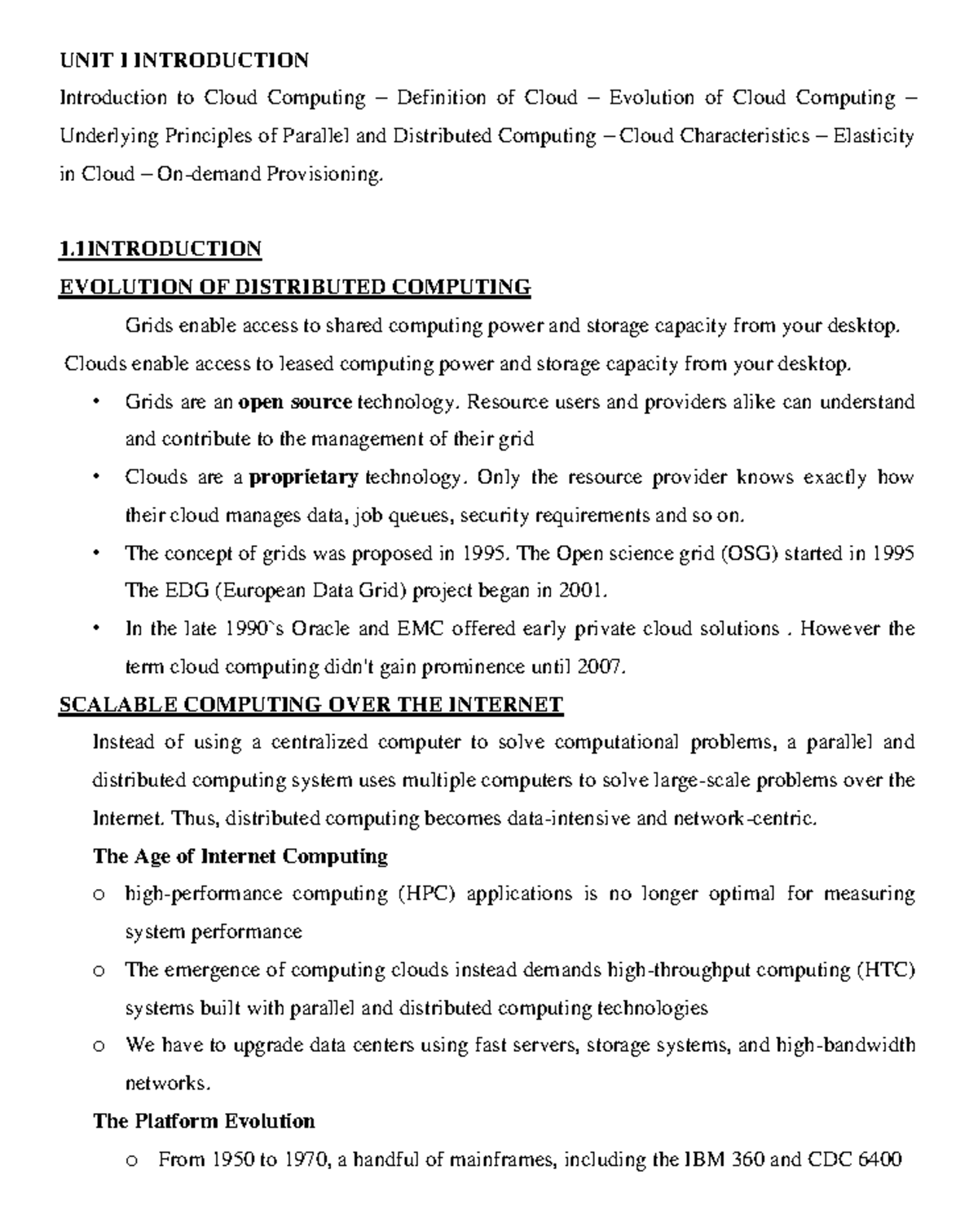 Cloud Computing: Key Concepts & Evolution - CS101 Lecture Notes - Studocu