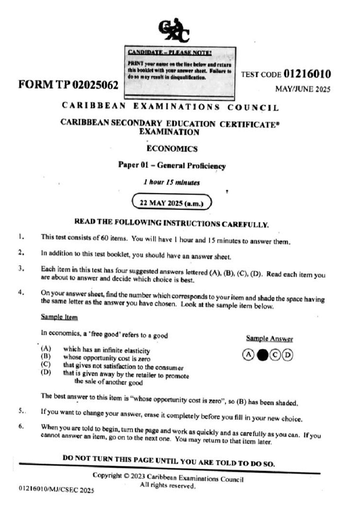 Economics P1 2025 - Past Paper with Instructions and Questions - Studocu