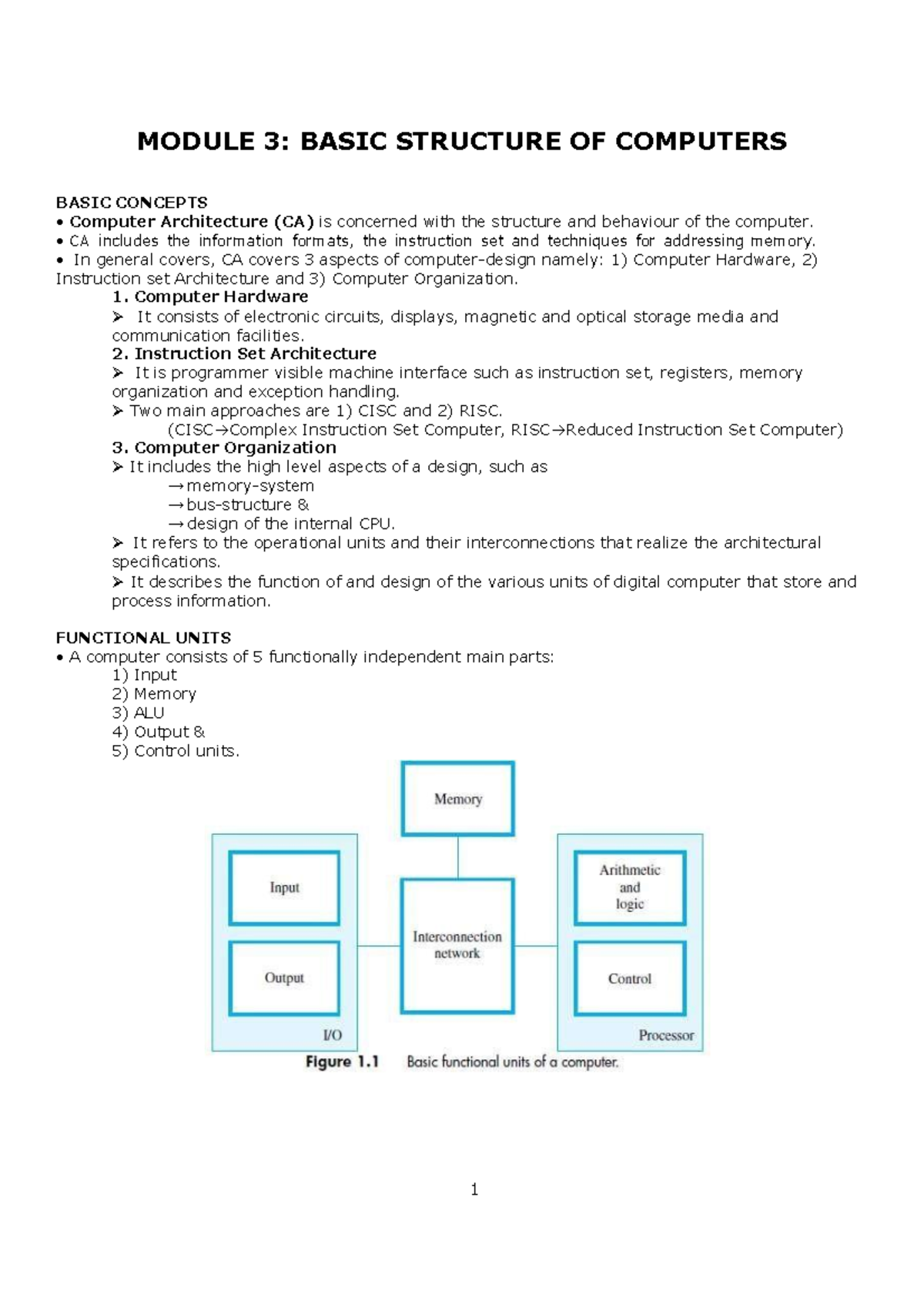 DDCO Module 3: Basic Structure of Computers and Functional Units - Studocu
