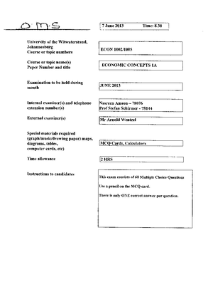 Course Outline ECON 1005 2025 Rahima-1 - SCHOOL OF ECONOMICS & FINANCE ...