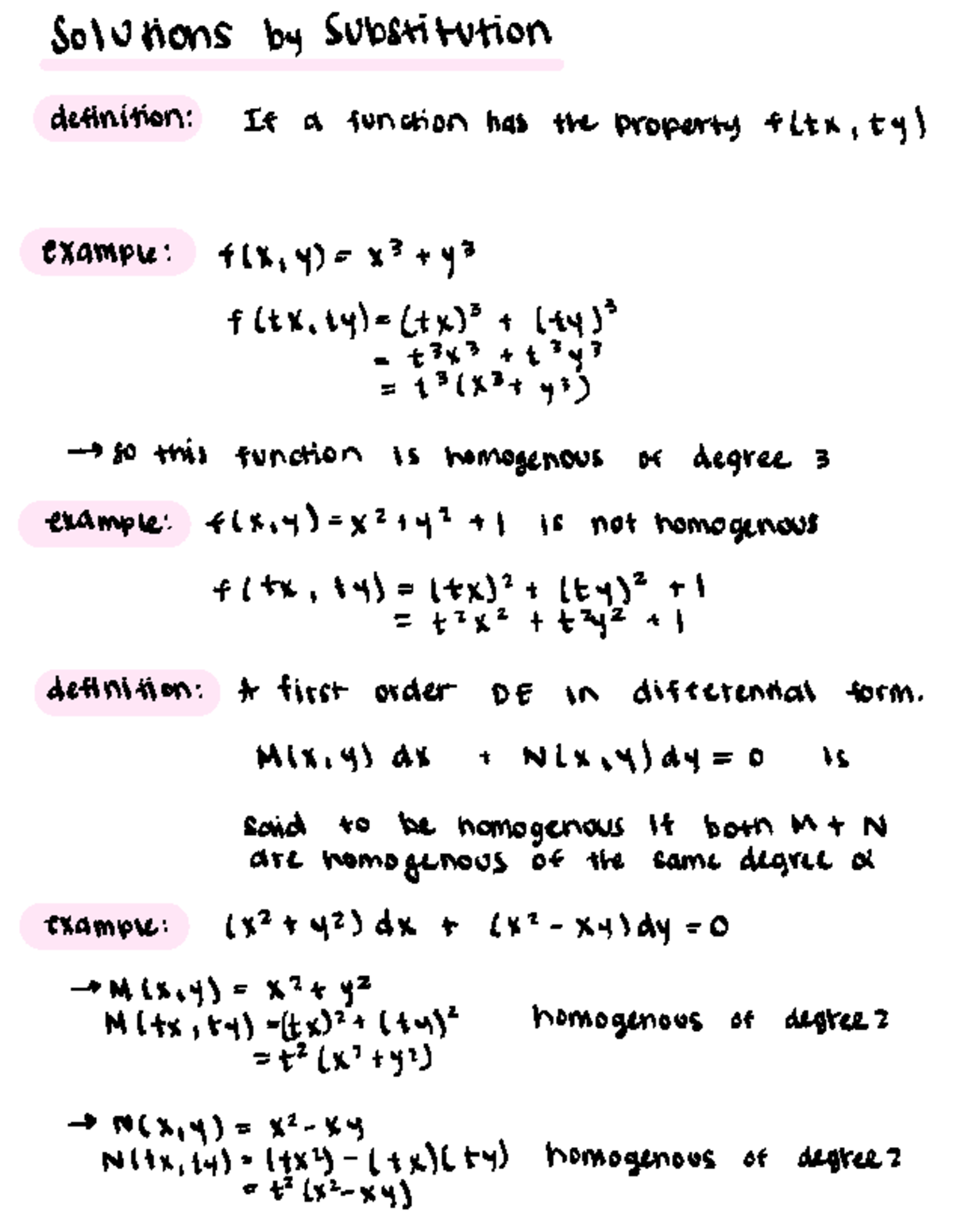 Homogeneous First Order Differential Equations - Solution Notes - Studocu
