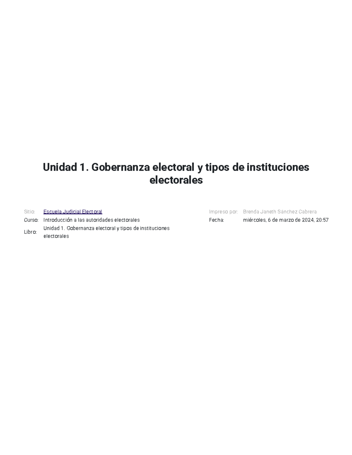 Unidad 1: Gobernanza Electoral y Tipos de Instituciones Electorales ...
