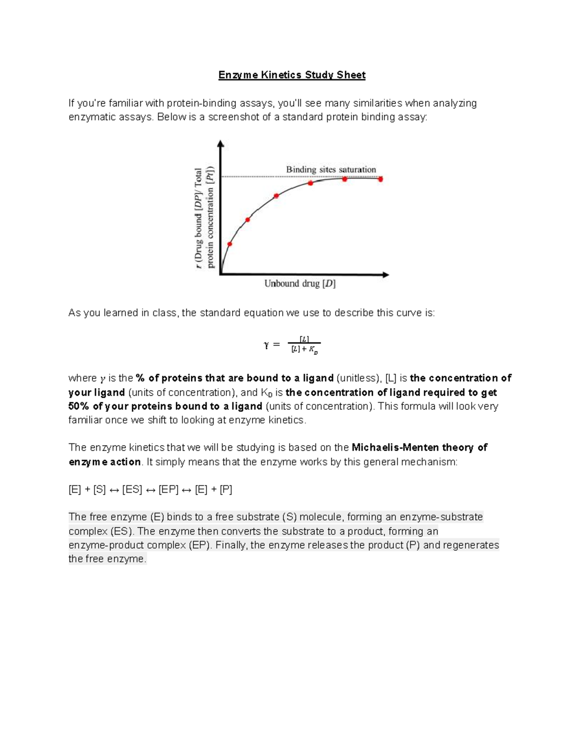 Enzyme Kinetics Study Sheet-2 - Below is a screenshot of a standard ...