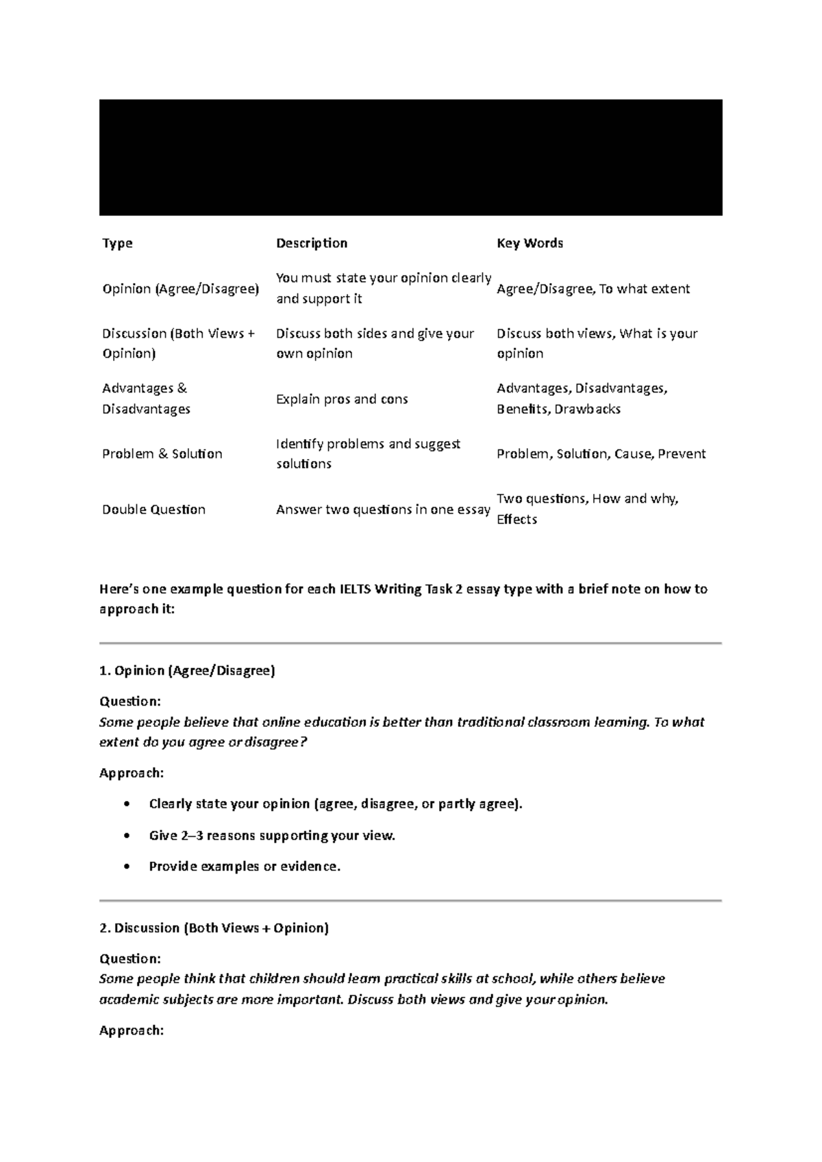 Writing Task 2 Guide - SHHS: Opinion, Discussion, & Solutions - Studocu