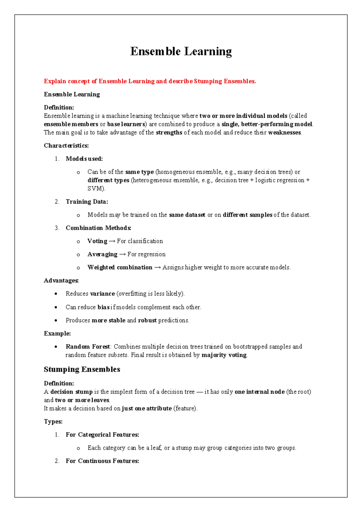 Module 03 ML: Ensemble Learning & Cross Validation Concepts - Studocu