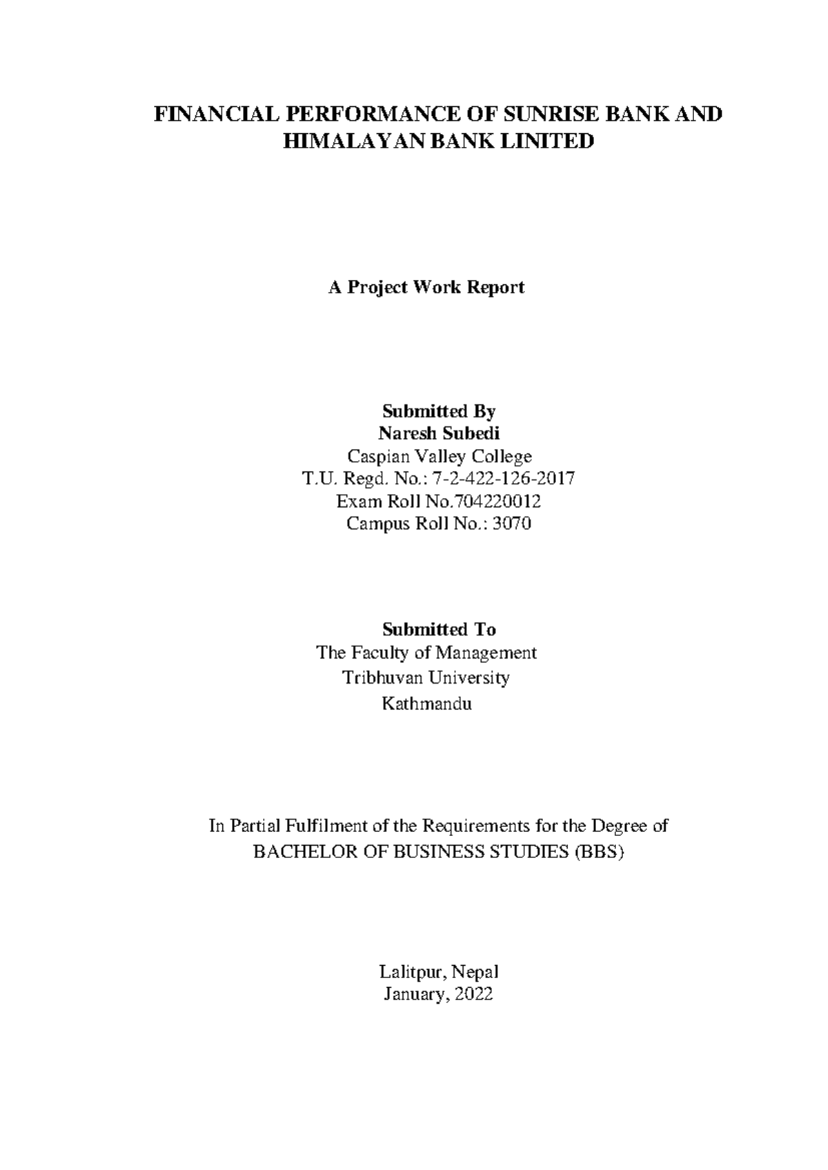 Financial Performance Analysis of Sunrise Bank & Himalayan Bank (BBS ...