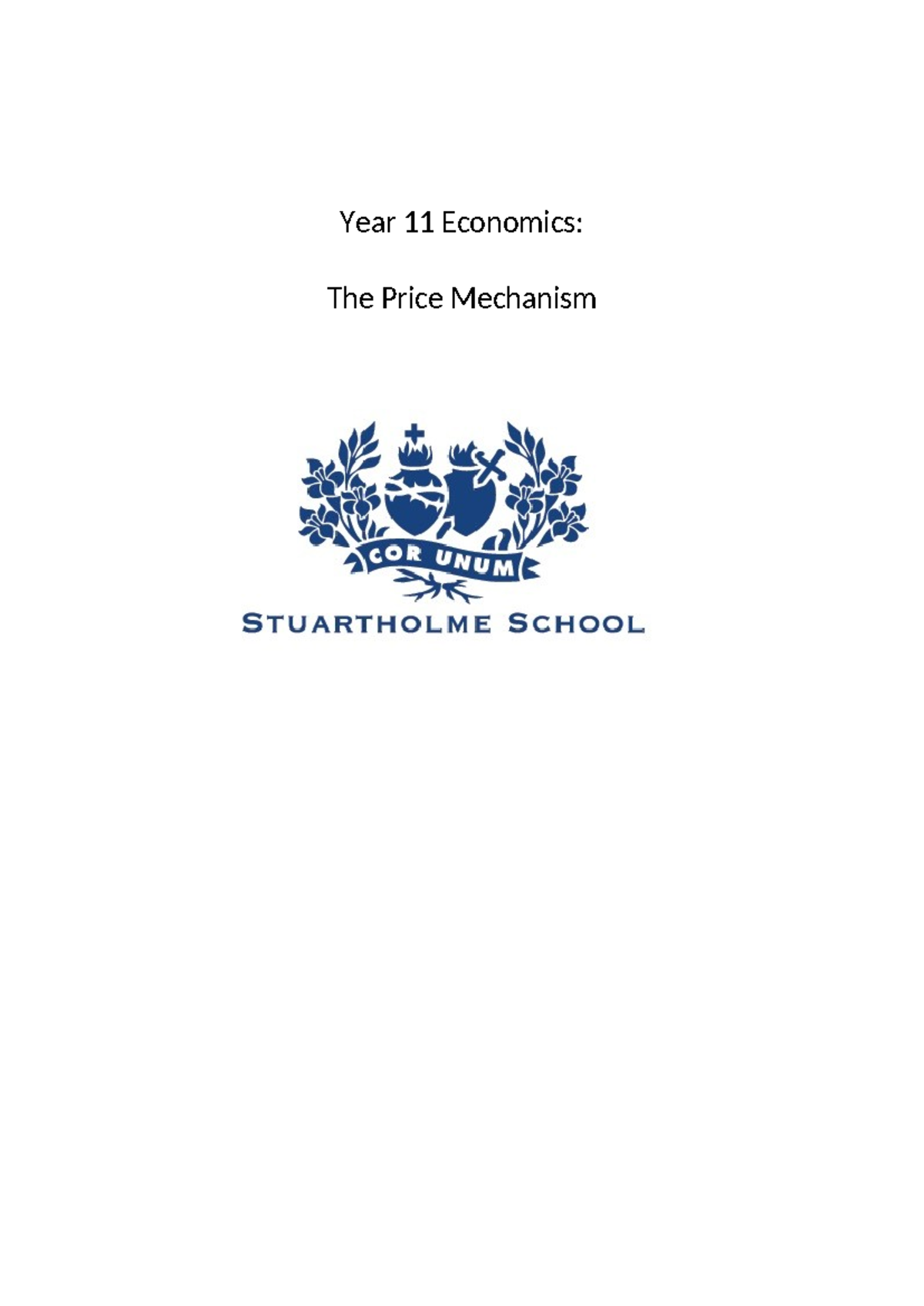 Year 11 Economics: Price Mechanism Activities & Supply-Demand Analysis ...