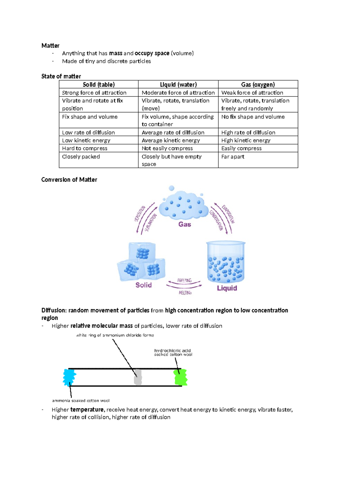 Chapter 1 - Matter - Matter - Anything that has mass and occupy space ...