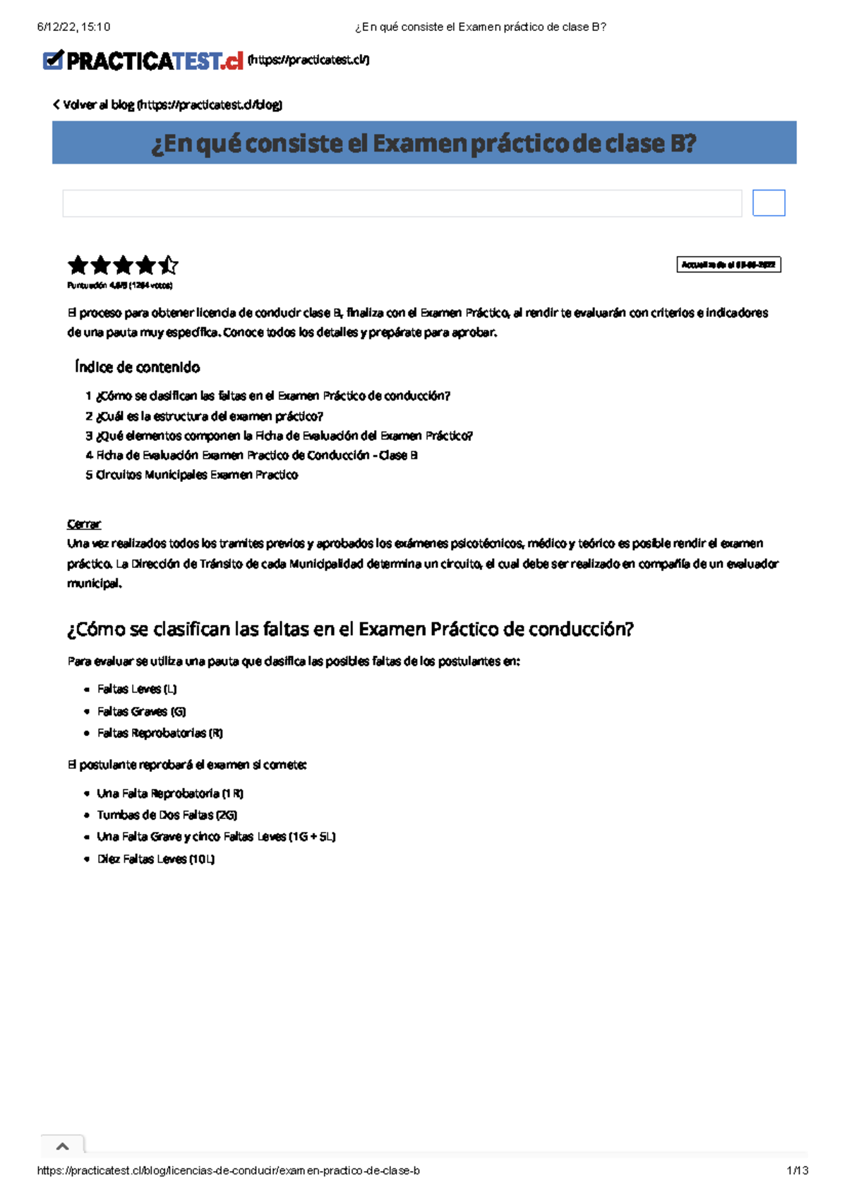 ¿En qué consiste el Examen práctico de clase B - (practicatest/) Volver ...