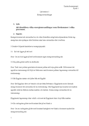 Fysik 1 lab 2 - Laboration 2 - Rörelsemängdens bevarande Kurs: Fysik 1a ...