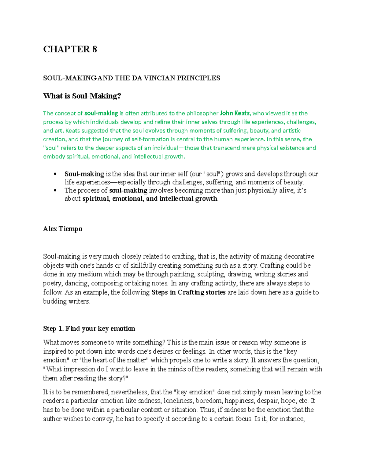 CHAPTER 8: DA VINCIAN PRINCIPLES AND CRAFTING EMOTIONS - Studocu