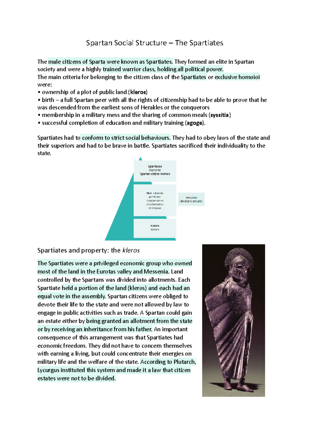 6. Social Structure - The Role of the Spartiates in Sparta - Studocu