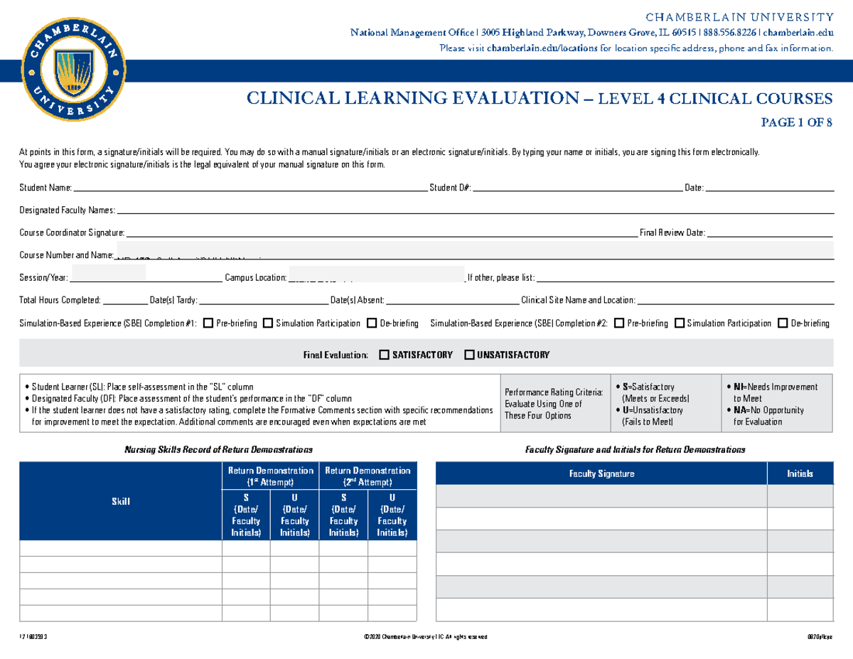 CLE Level 4 September 2020 - CLINICAL LEARNING EVALUATION – LEVEL 4 ...
