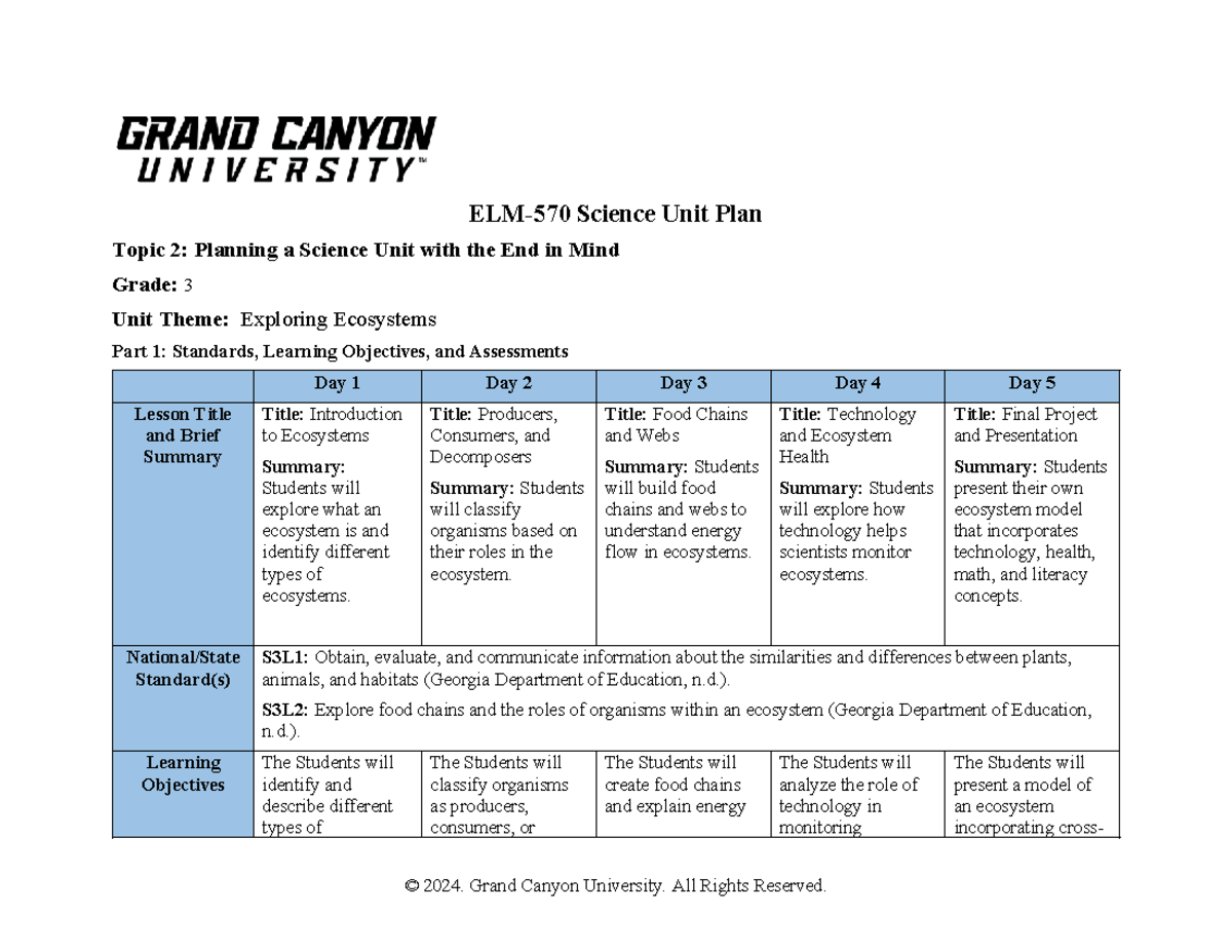 ELM-570-Science Unit Plan Template (Week4) - ELM-570 Science Unit Plan ...