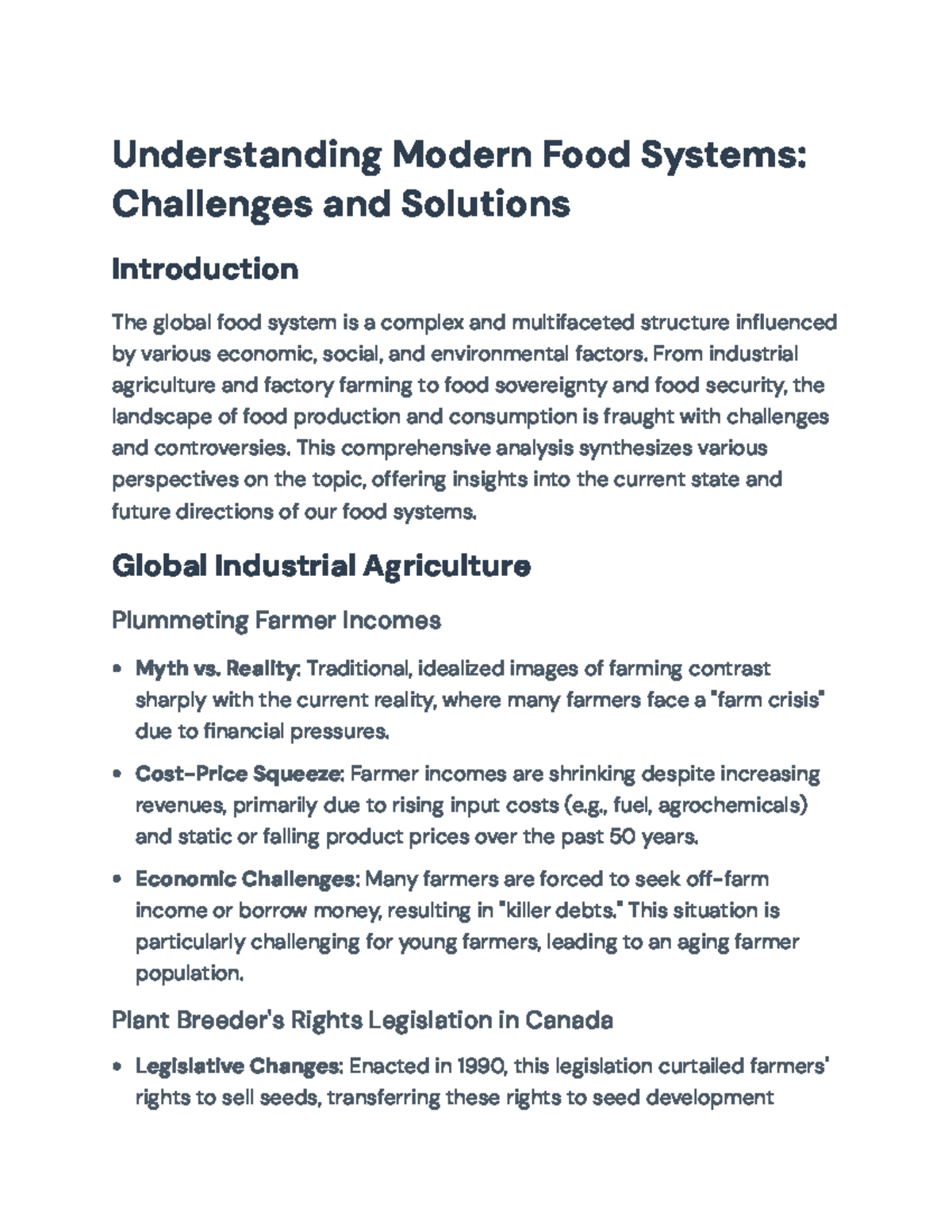 Understanding Modern Food Systems: Challenges and Solutions Analysis ...