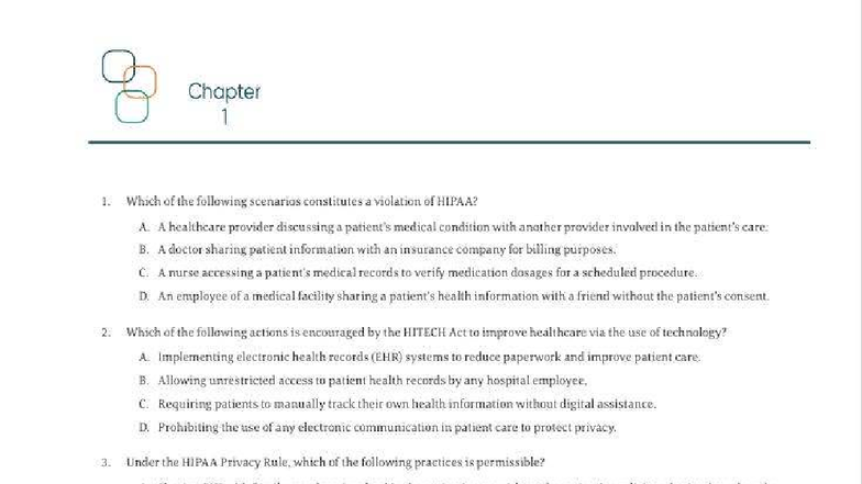 Chp 1 Practical Application Questions on HIPAA & HITECH Compliance ...
