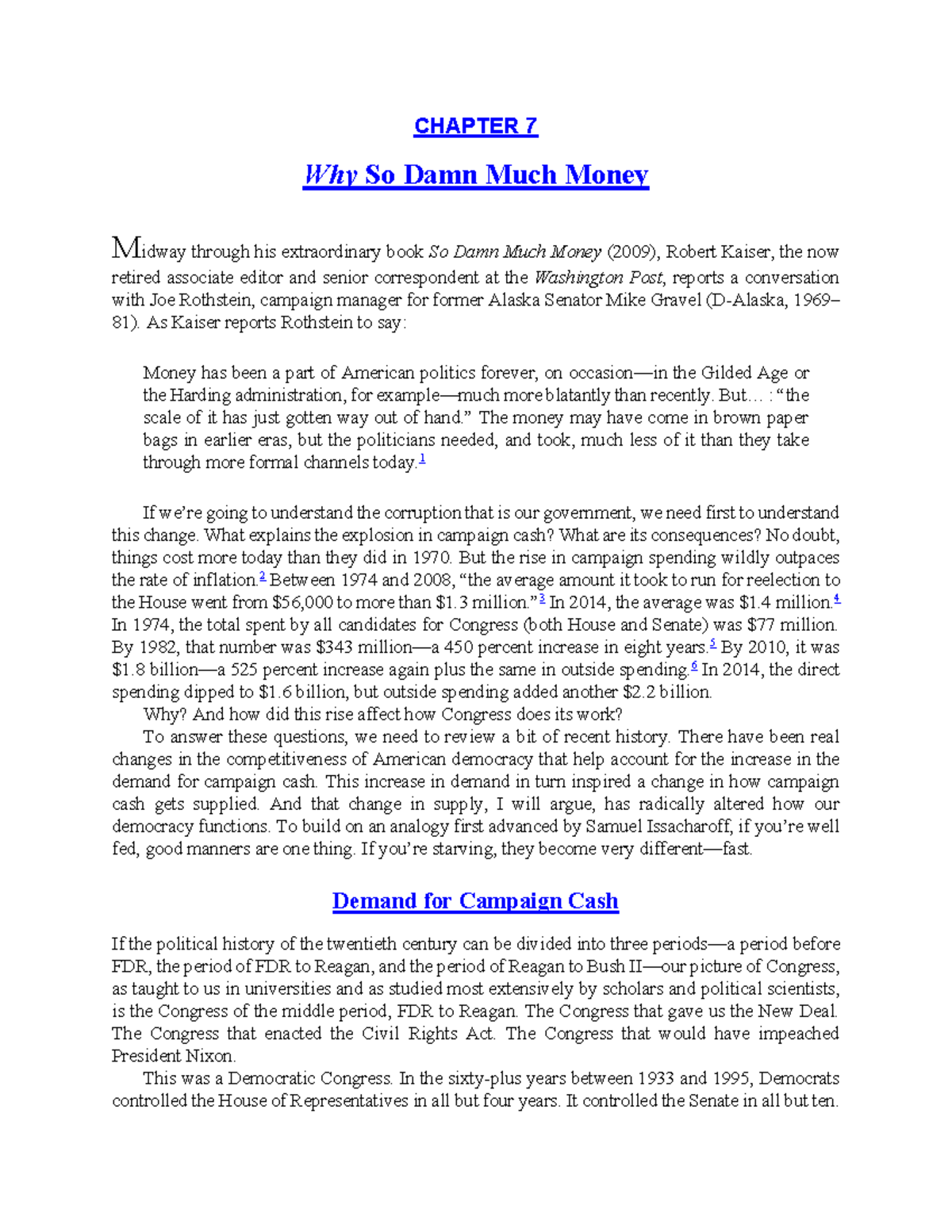 CHAPTER 7 The Influence Economy: Campaign Cash and Lobbying Dynamics in ...