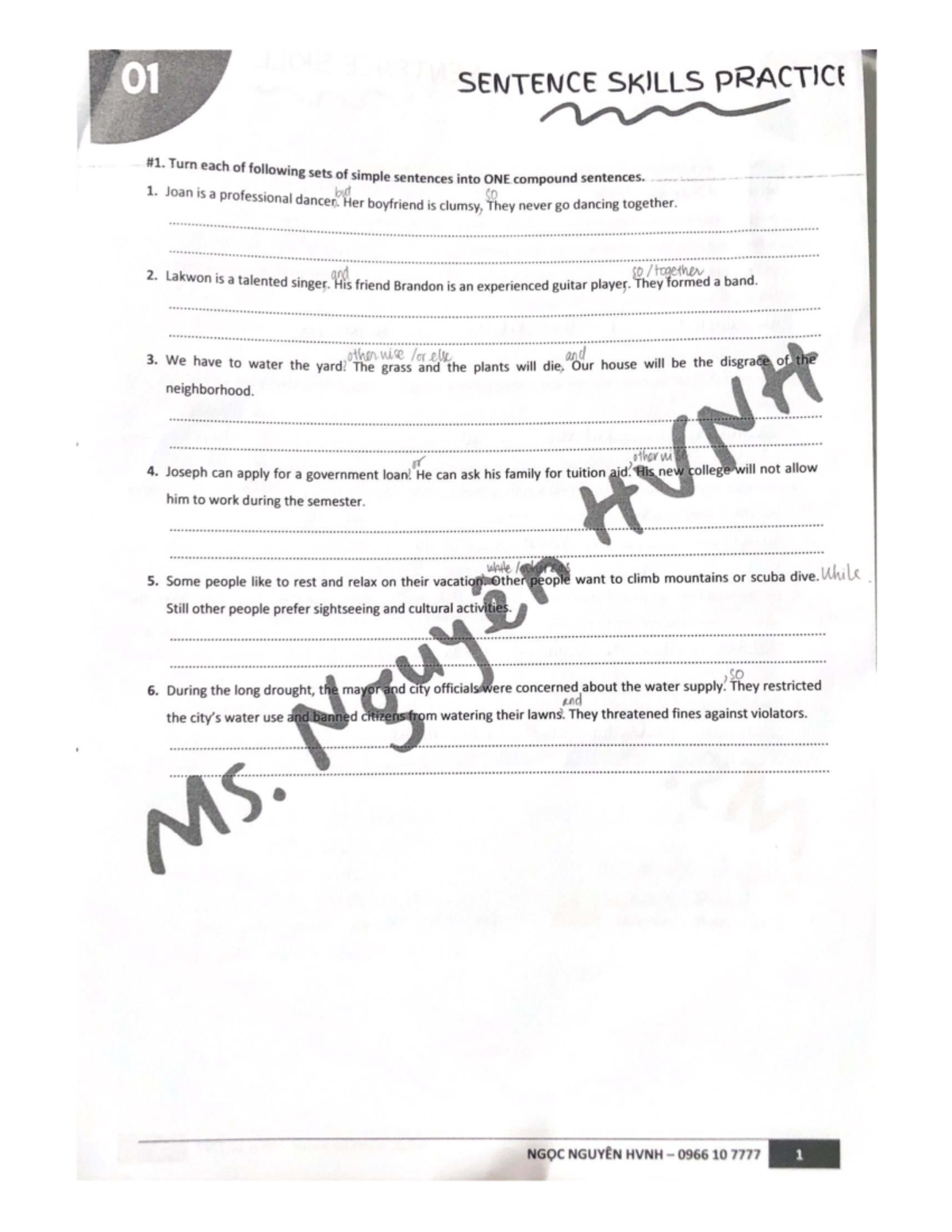 01 SENTENCE SKILLS PRACTICE: Compound Sentences Exercise - Studocu