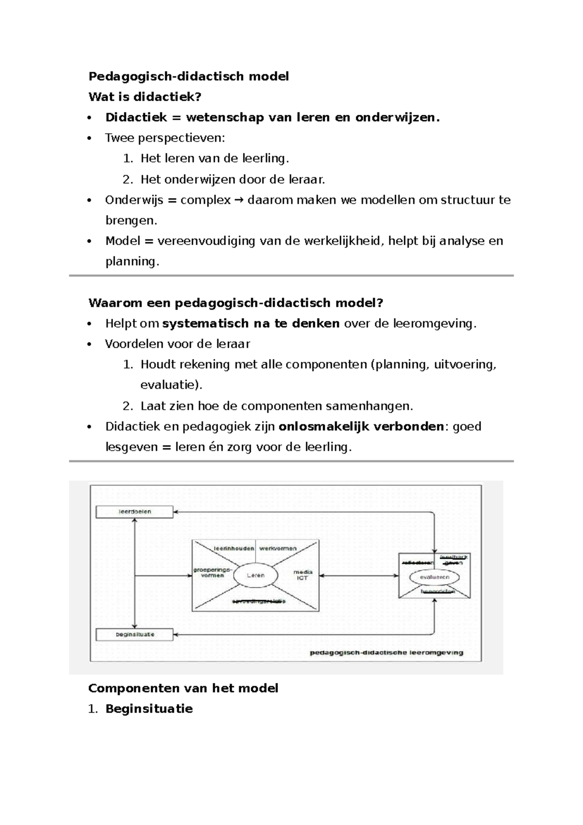 Les 1: Pedagogisch-Didactisch Model en de Structuur van Leren - Studocu