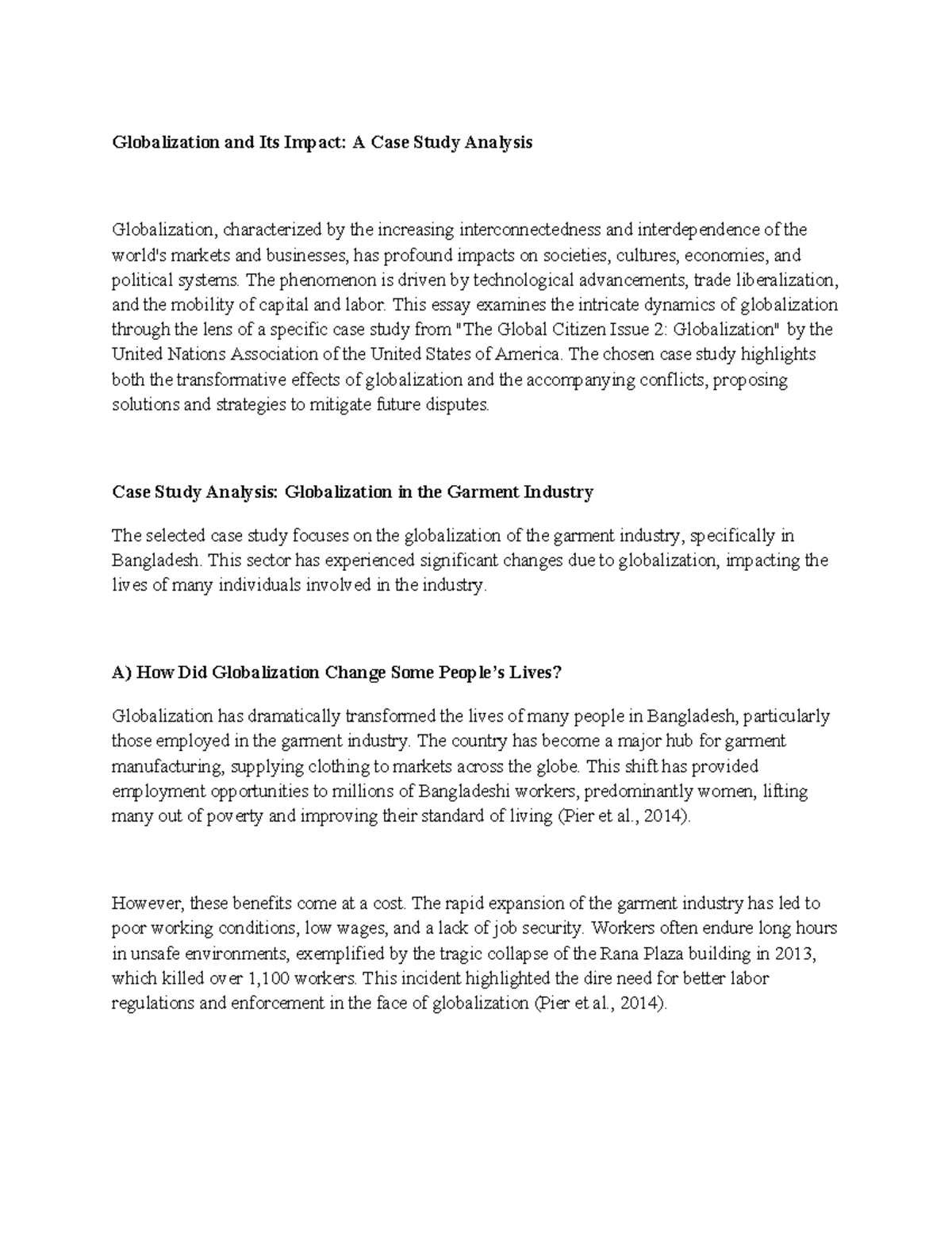 POLS 1503 Assignment: Globalization's Impact in Bangladesh's Garment ...