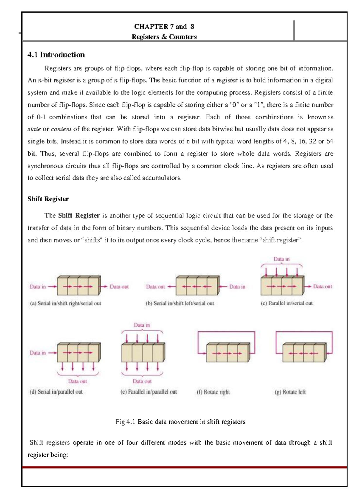 DLD Chapter 7 & 8: Registers and Counters Overview - Studocu