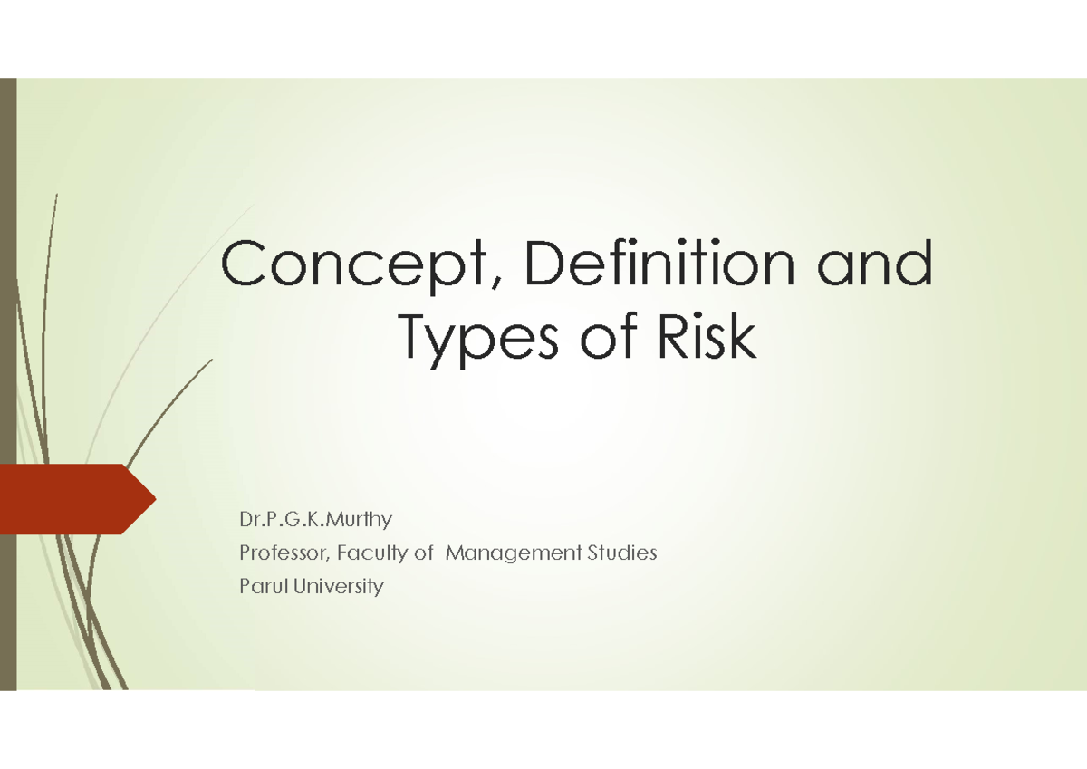 Module 1: Concept, Definition, and Types of Risk Analysis - Studocu