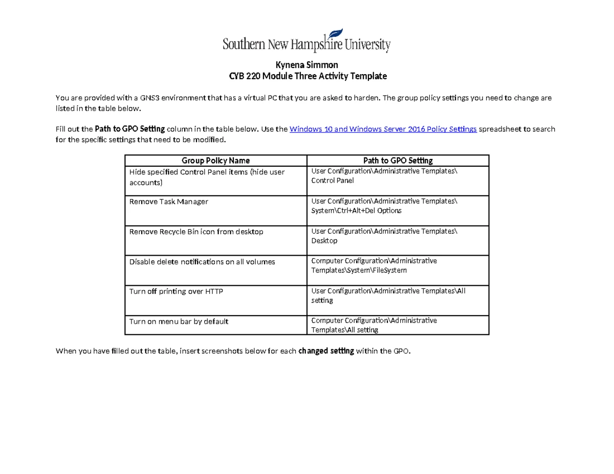 CYB 230 Module 3 Lab Worksheet: Basic Network Config & Security - Studocu