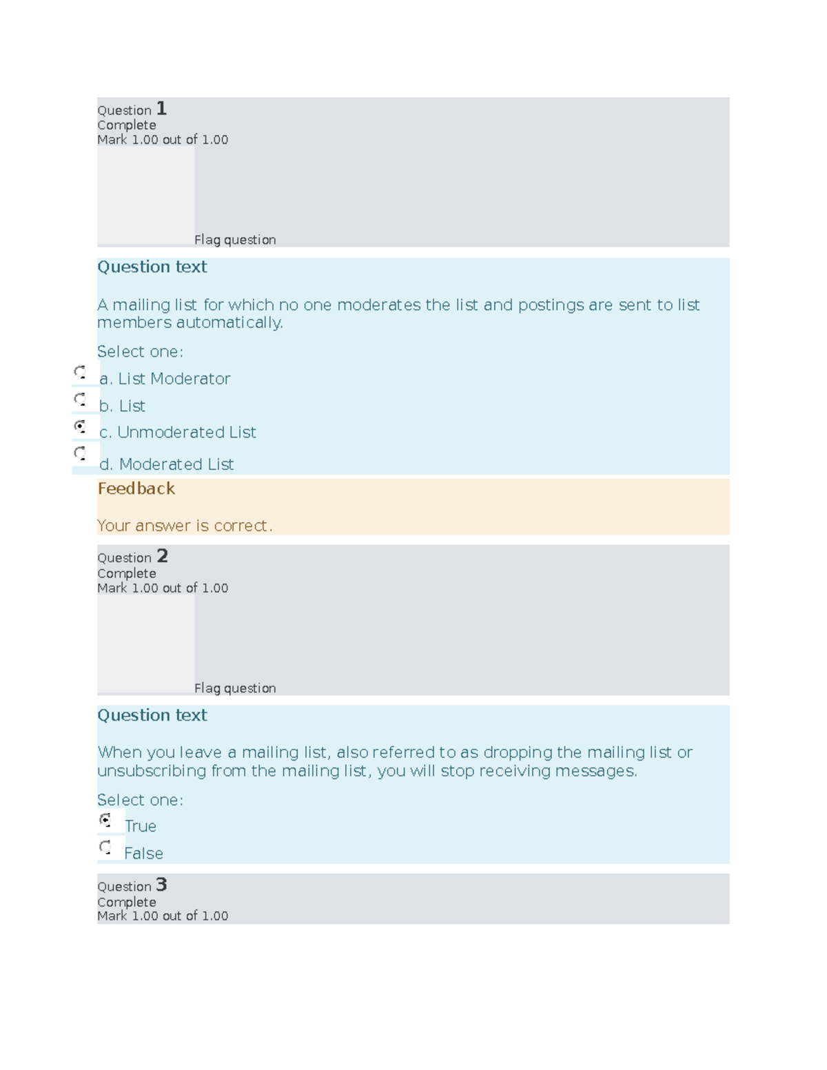 Exam 2020, questions and answers - Question 1 Complete Mark 1 out of 1 ...