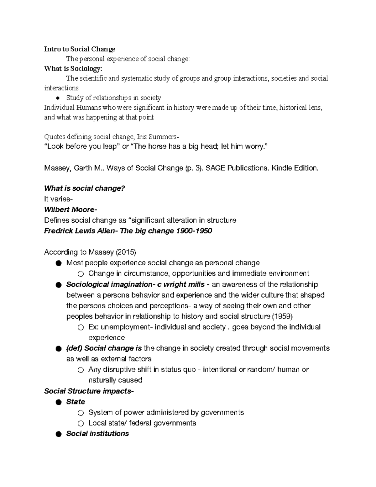 Chapter 1 - Impacts of Social Change & Social Structure in Sociology ...