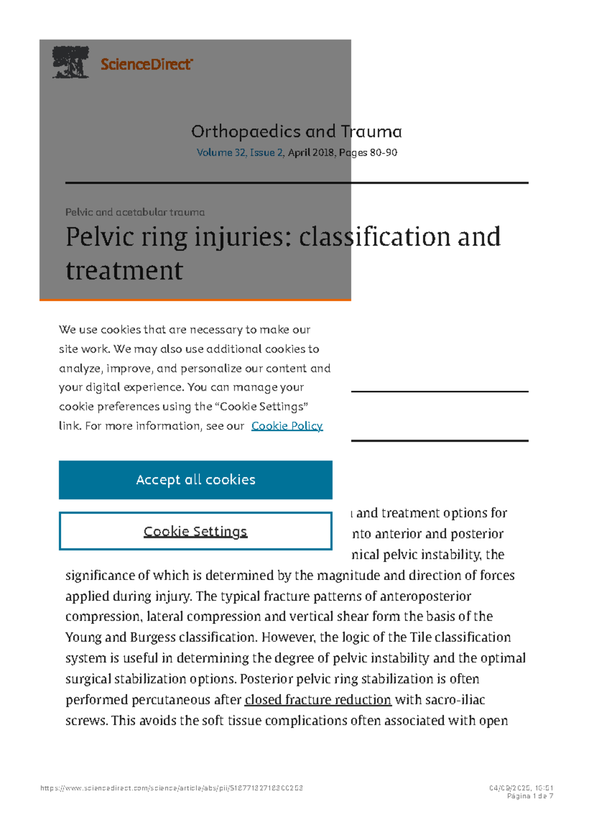 Pelvic Ring Injuries: Classification & Treatment Overview (ORT 32 ...