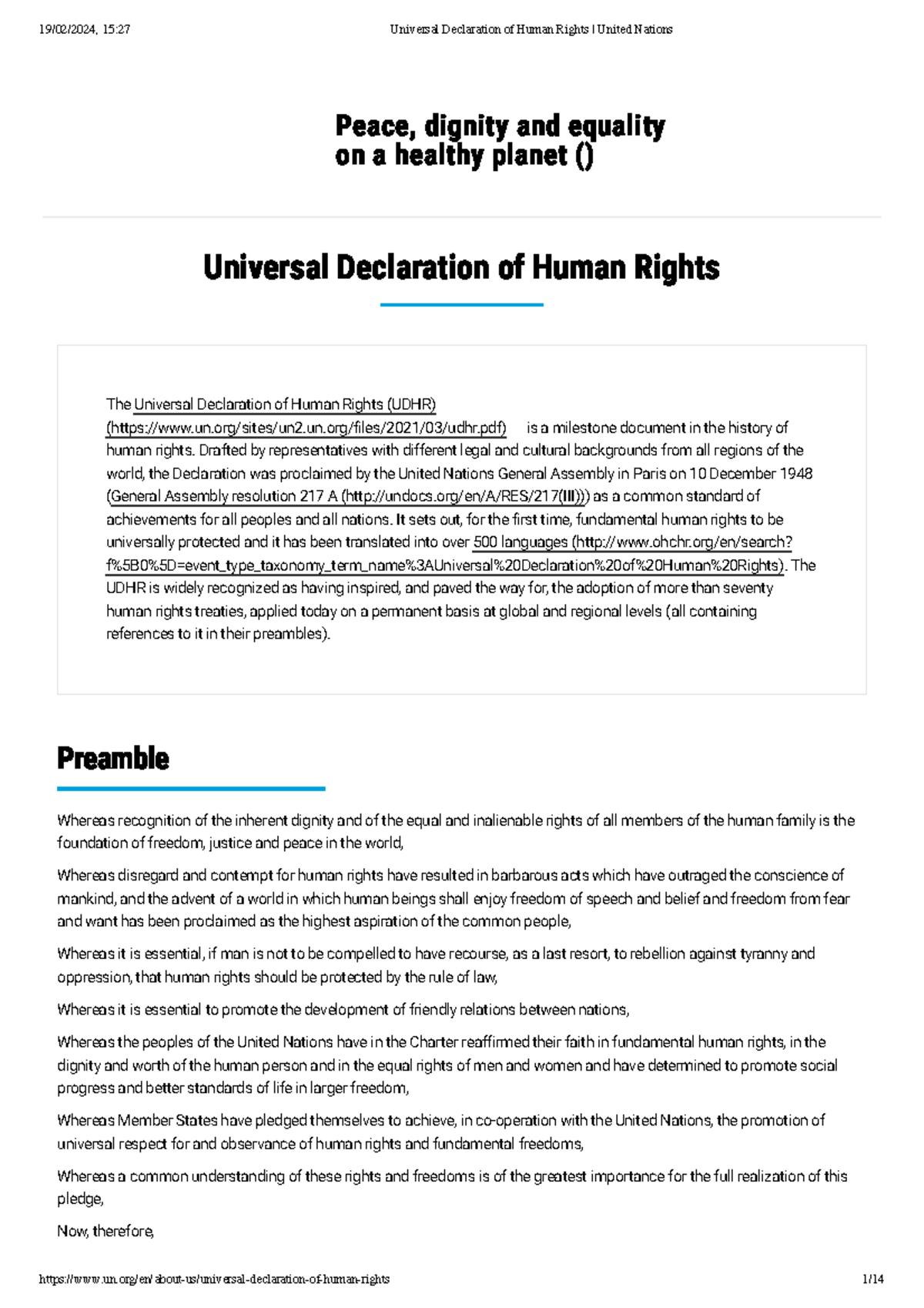 Universal Declaration of Human Rights (UDHR) Overview and Significance ...