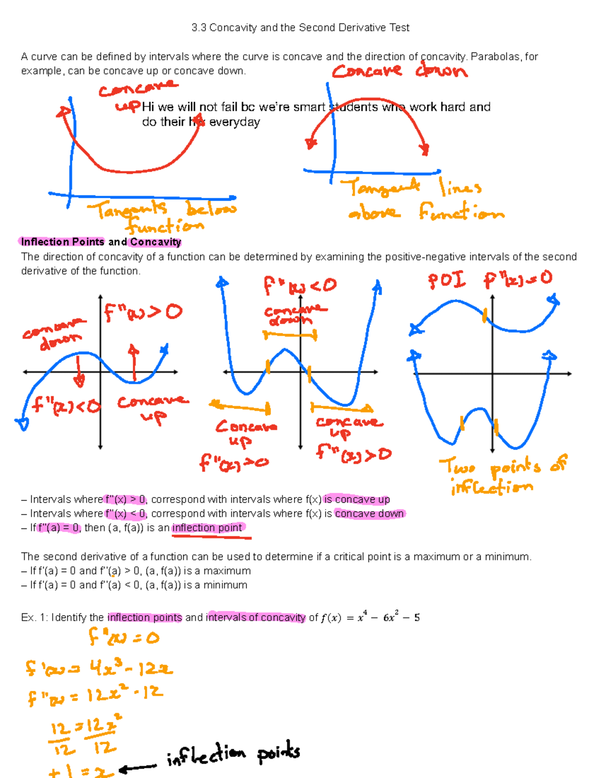 3.3 Concavity and the Second Derivative Test - Parabolas, for example ...