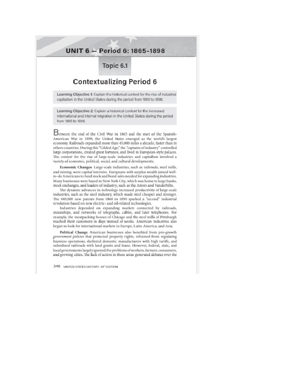 UNIT 6: Contextualizing Industrial Capitalism & Migration (1865-1898 ...