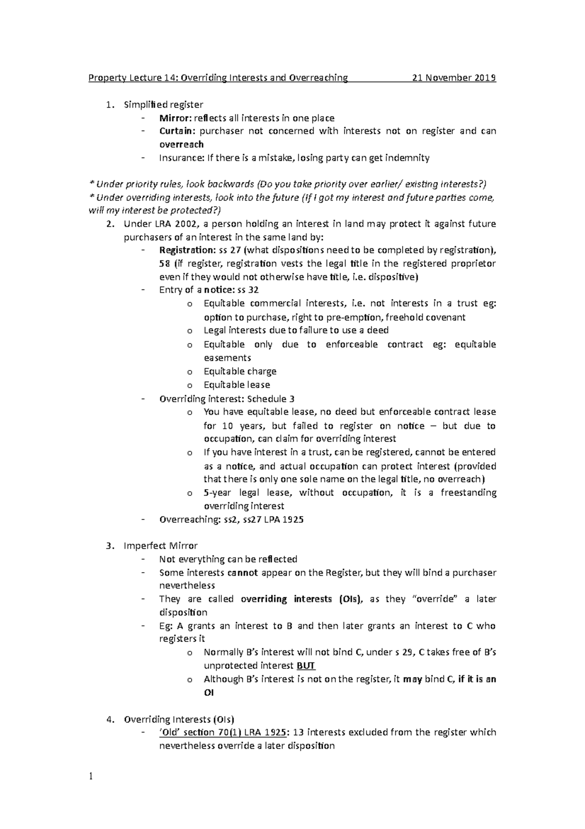 Property Lecture 14: Overriding Interests & Overreaching Explained ...